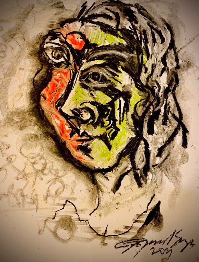 Wisdom Artwork by Gopaal Seyn - Pastel on Paper - Redbluearts.com